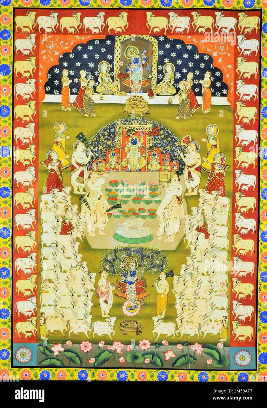 Lord Srinathji Nathdwara pichwai artwork painting Stock Photo - Alamy