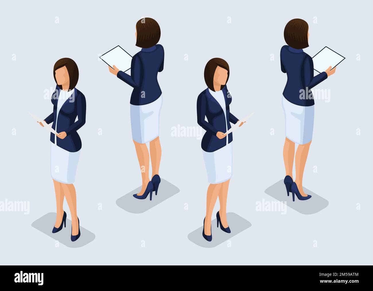 Trend Isometric People Set 7, 3D business woman in business suits ...