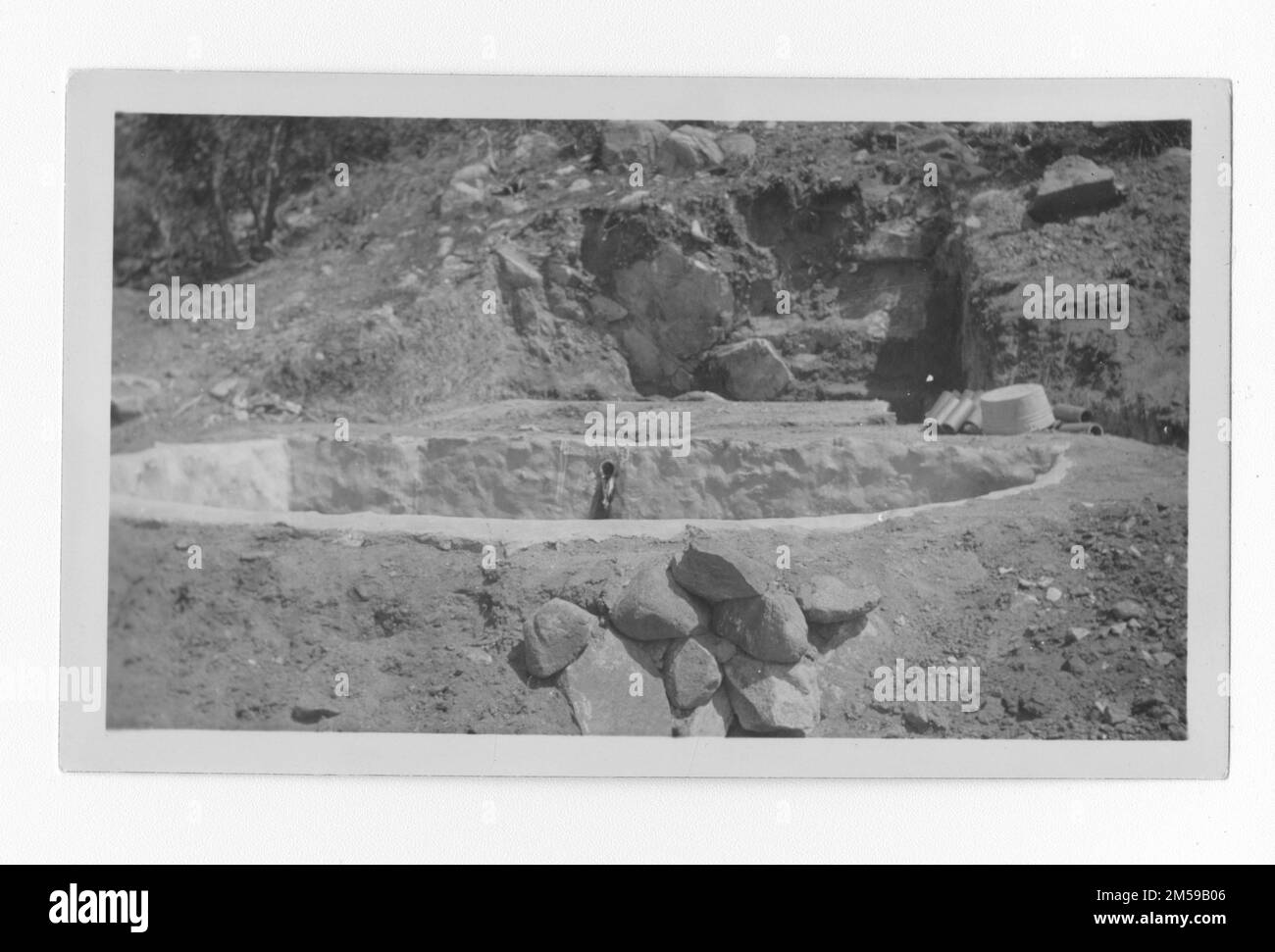 Original caption: "Santa Rosa - Spring development. Showing reservoir ...