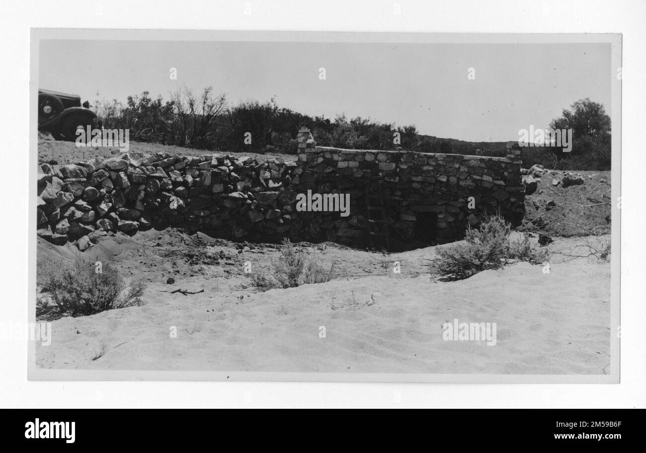 Original caption: "6/20/34. PWA. Manzanita. Dry rubble culvert and wall ...