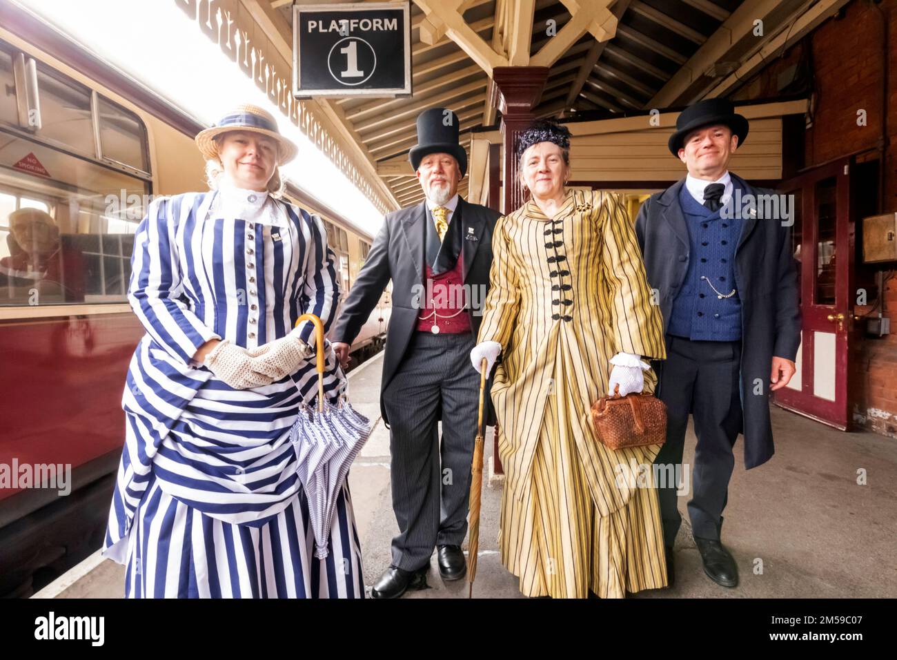England, Sussex, Bluebell Railway, Sheffield Park Station, Group of ...