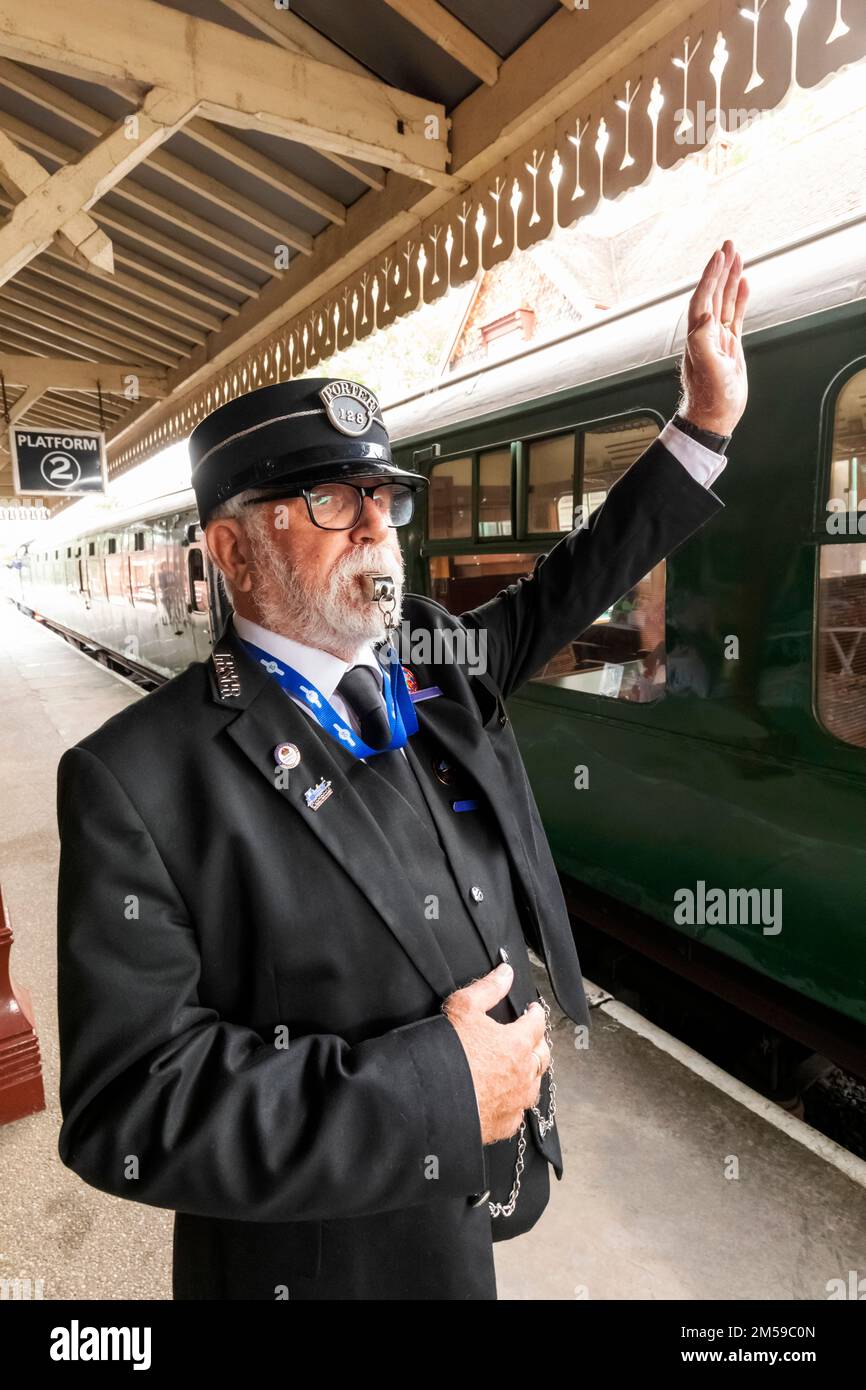 England, Sussex, Bluebell Railway, Sheffield Park Station, Platform ...