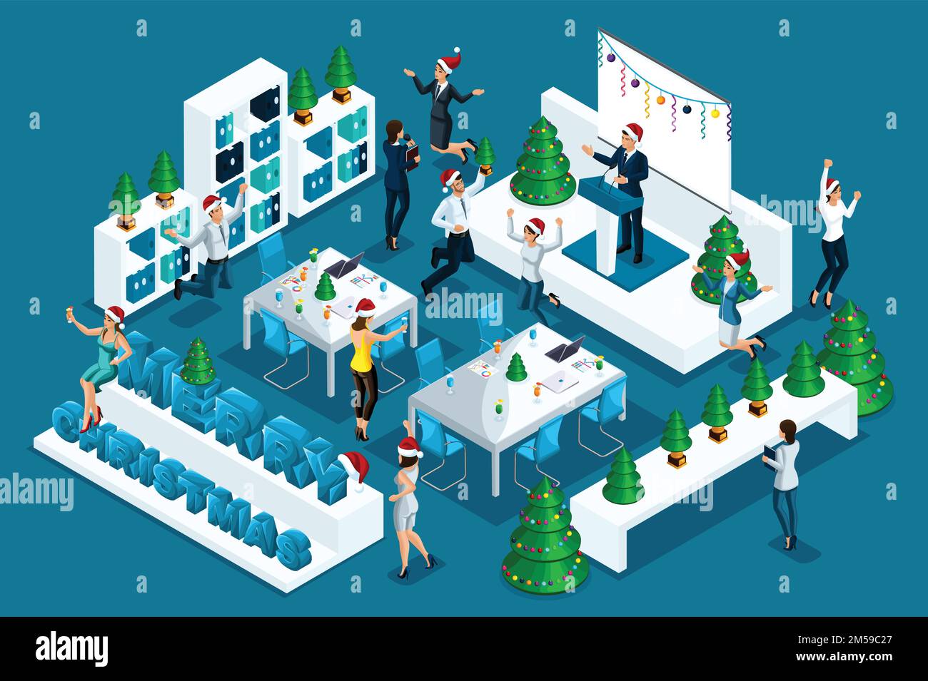 Company christmas party Stock Vector Images - Alamy