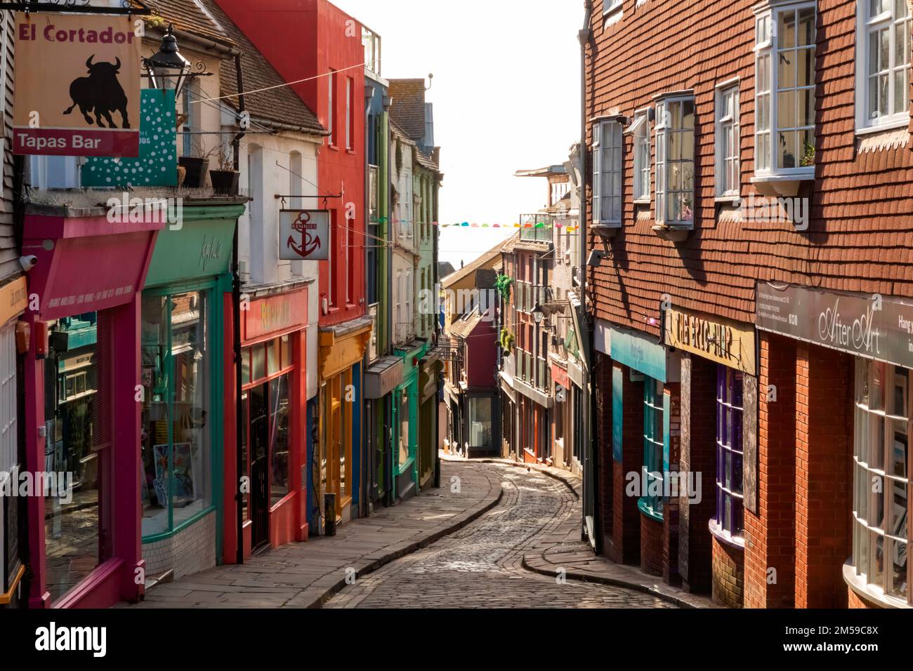 England, Kent, Folkestone, The Creative Quarter, Colourful Shops and ...