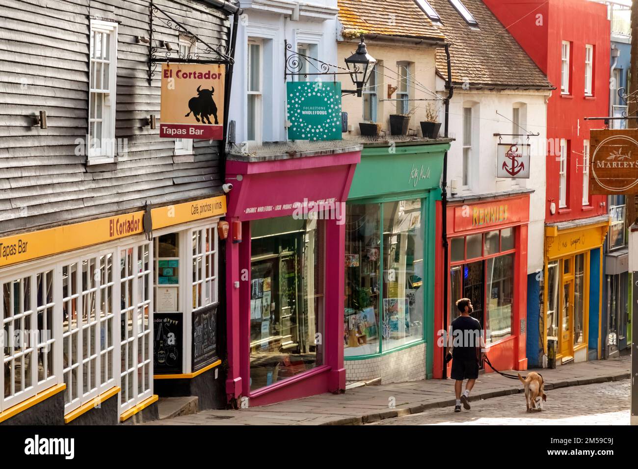 England, Kent, Folkestone, The Creative Quarter, Colourful Shops and ...