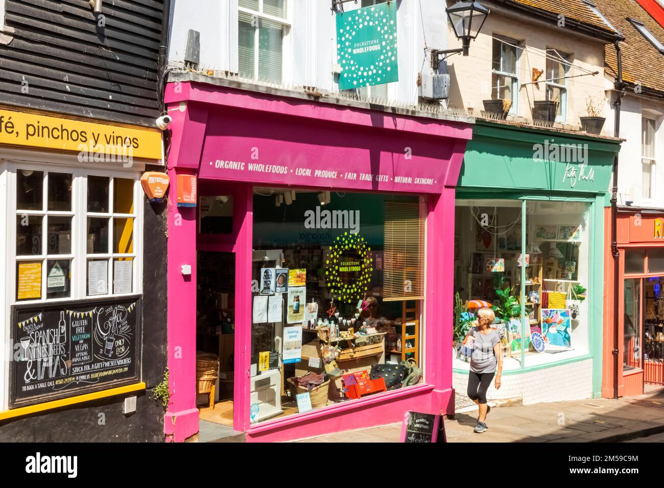 England, Kent, Folkestone, The Creative Quarter, Colourful Shops and ...