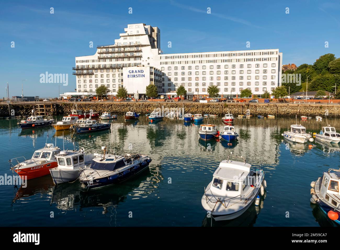 England, Kent, Folkestone, Folkestone Harbour and The Grand Burston ...