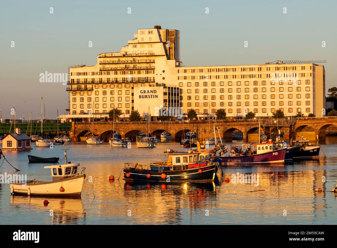England, Kent, Folkestone, Folkestone Harbour and The Grand Burston ...