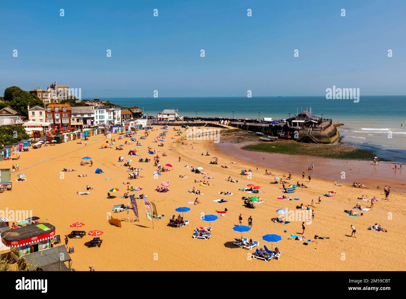 England, Kent, Broadstairs, High Angle View of Broadstairs Beach ...
