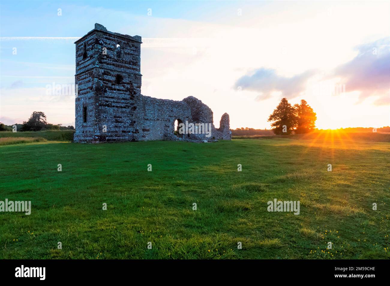 England, Dorset, The Ruins of Knowlton Church and Earthworks near ...