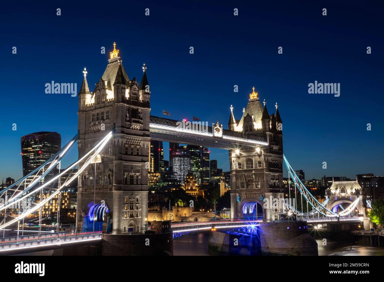 Tower Bridge at Night, London, England *** Local Caption *** UK,United ...