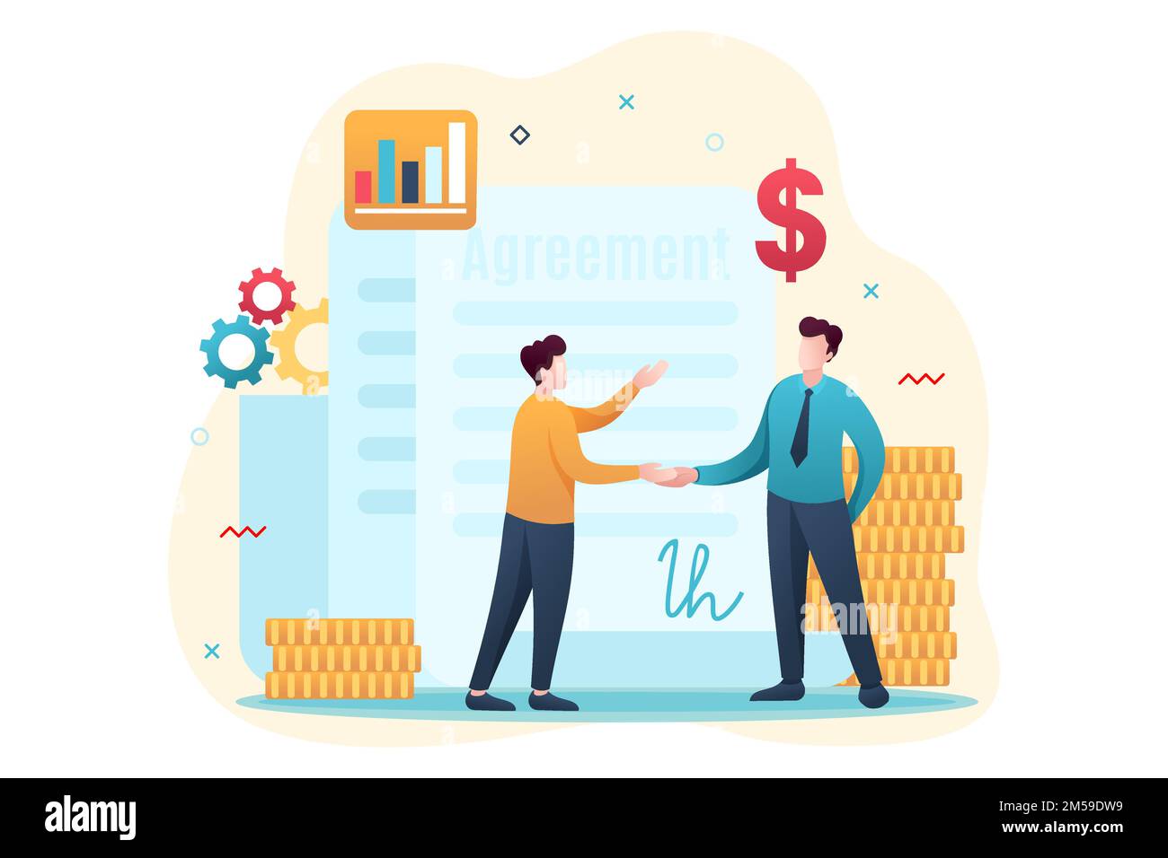 Concept of creating a financial agreement, partners conclude an ...