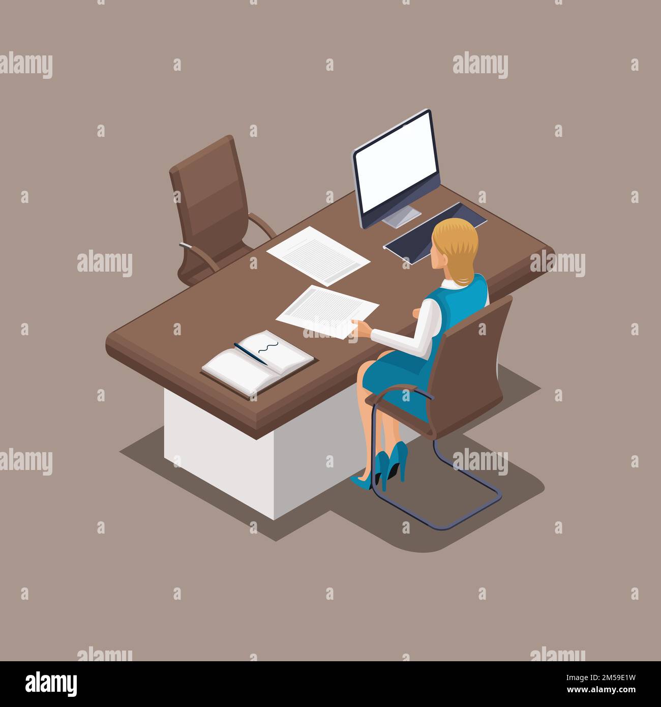 Bank worker rear view Stock Vector Images - Alamy