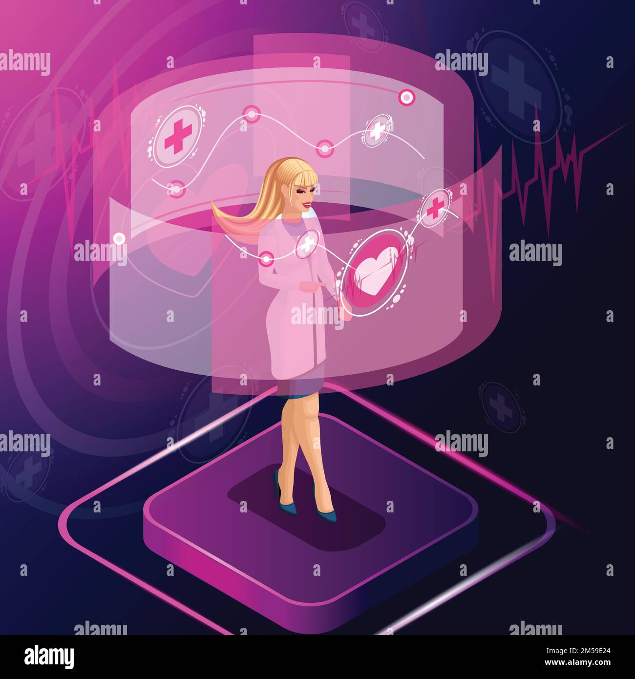 Isometric doctor diagnose the disease, prescribes medicine for ...
