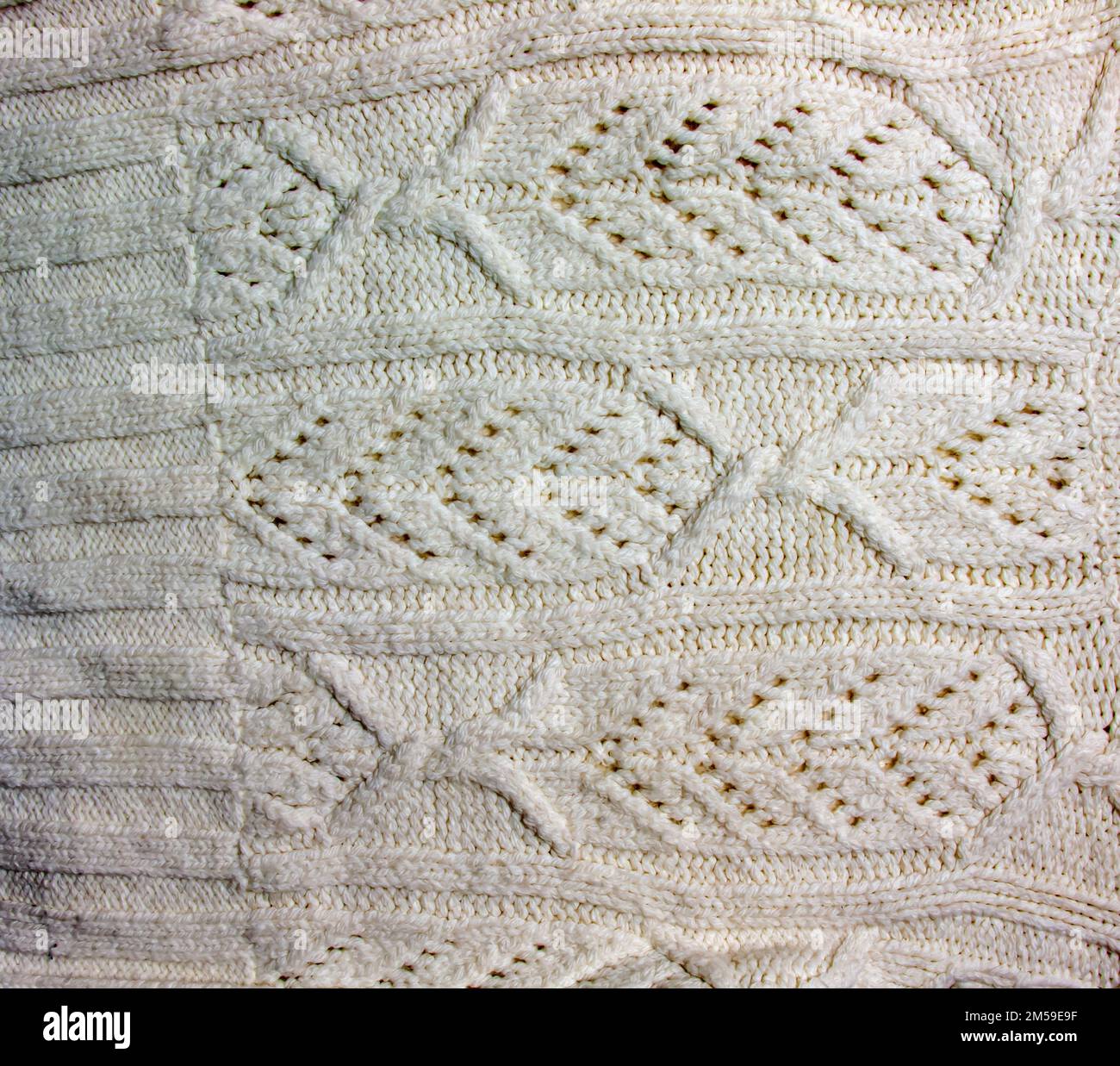 The texture of a large knit sweater or scarf. Knitted background with a ...