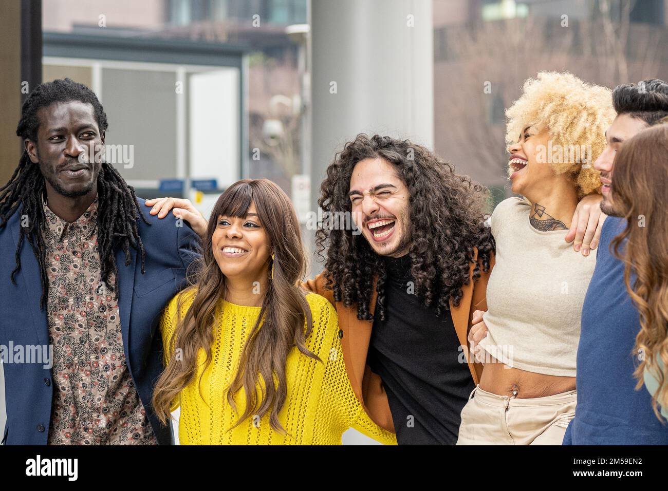 Group of diverse friends having fun, multicultural people smiling and ...