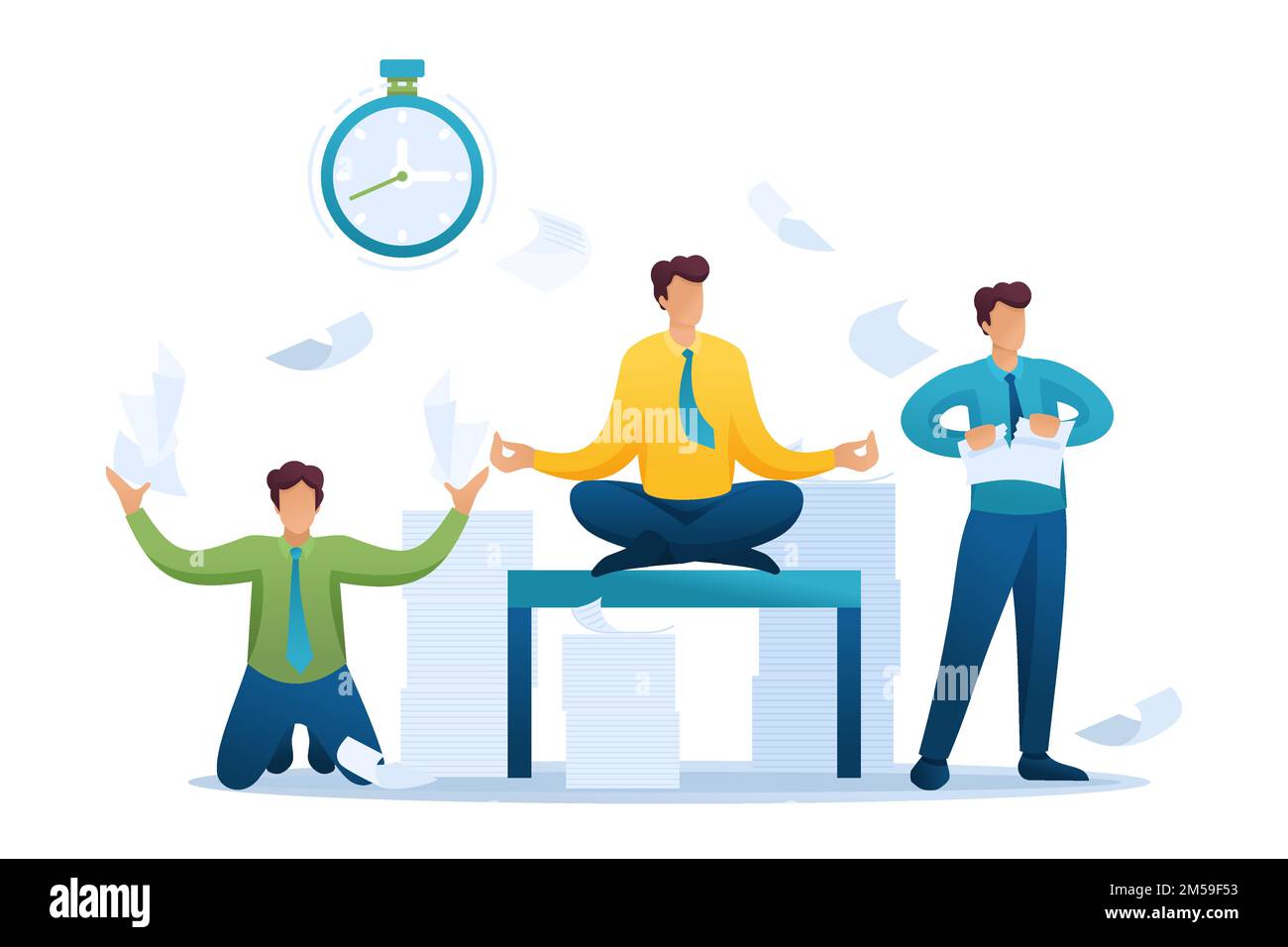 Stressful situation of the office, the staff running around, solve ...