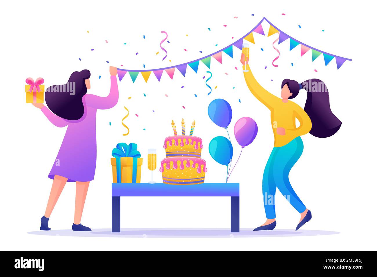 Girls prepare a surprise party hi-res stock photography and images - Alamy