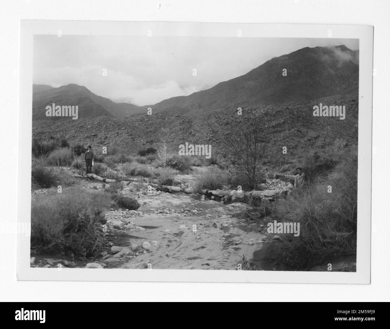 Original caption: "Views of the concrete pipe line carrying irrigation ...