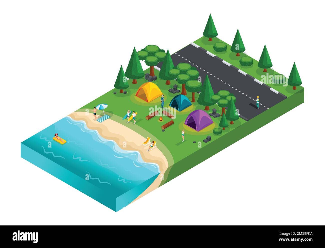 Hiking on the beach Stock Vector Images - Alamy