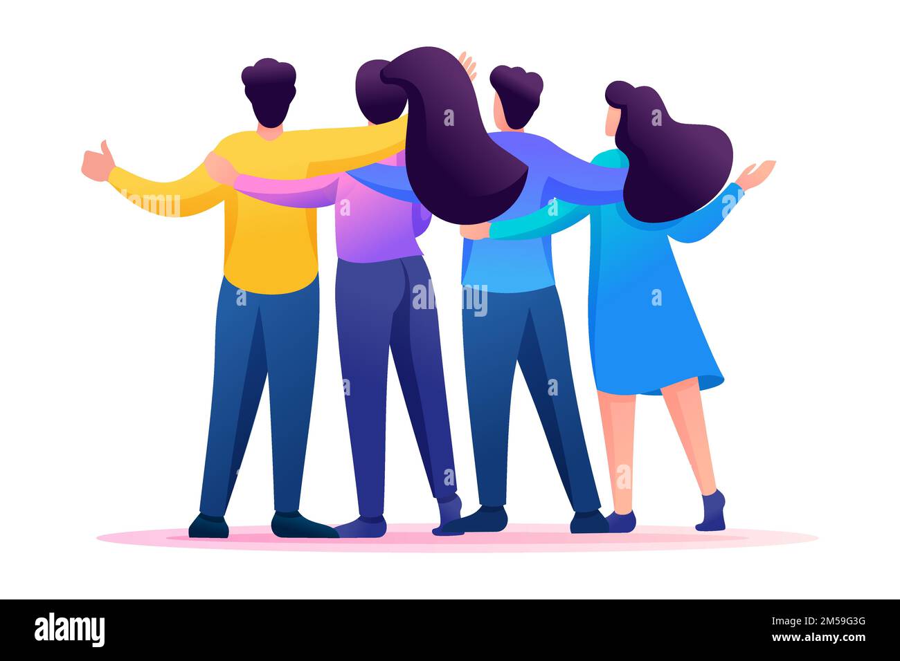 Meeting friends, friends are standing in an embrace, joy, friendship ...