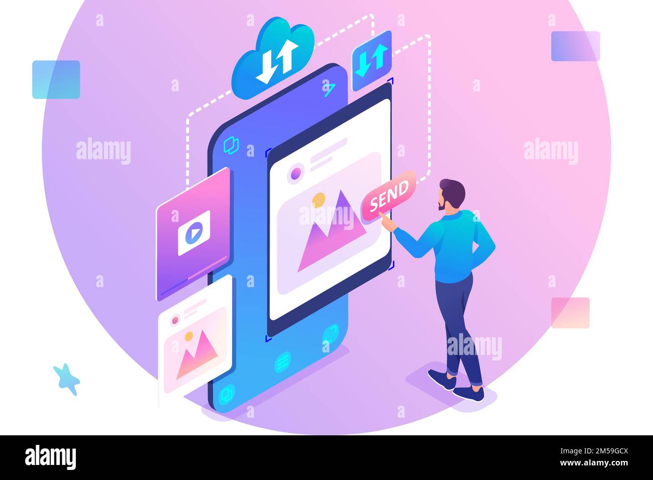 Drawing neon tablet man hi-res stock photography and images - Alamy