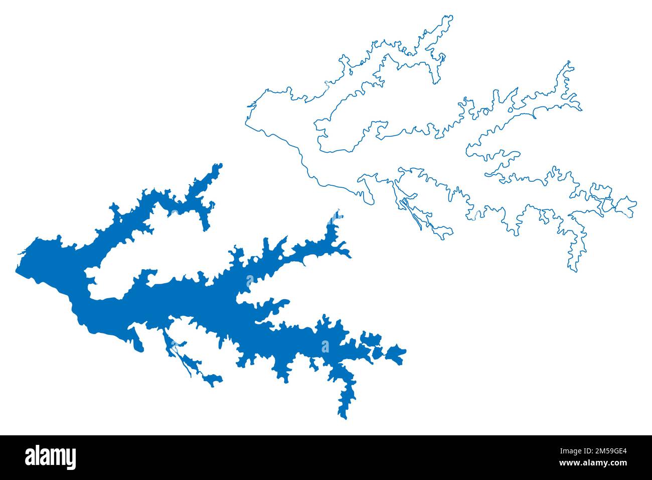 Lake Kyoga (Africa, Republic of Uganda) map vector illustration ...