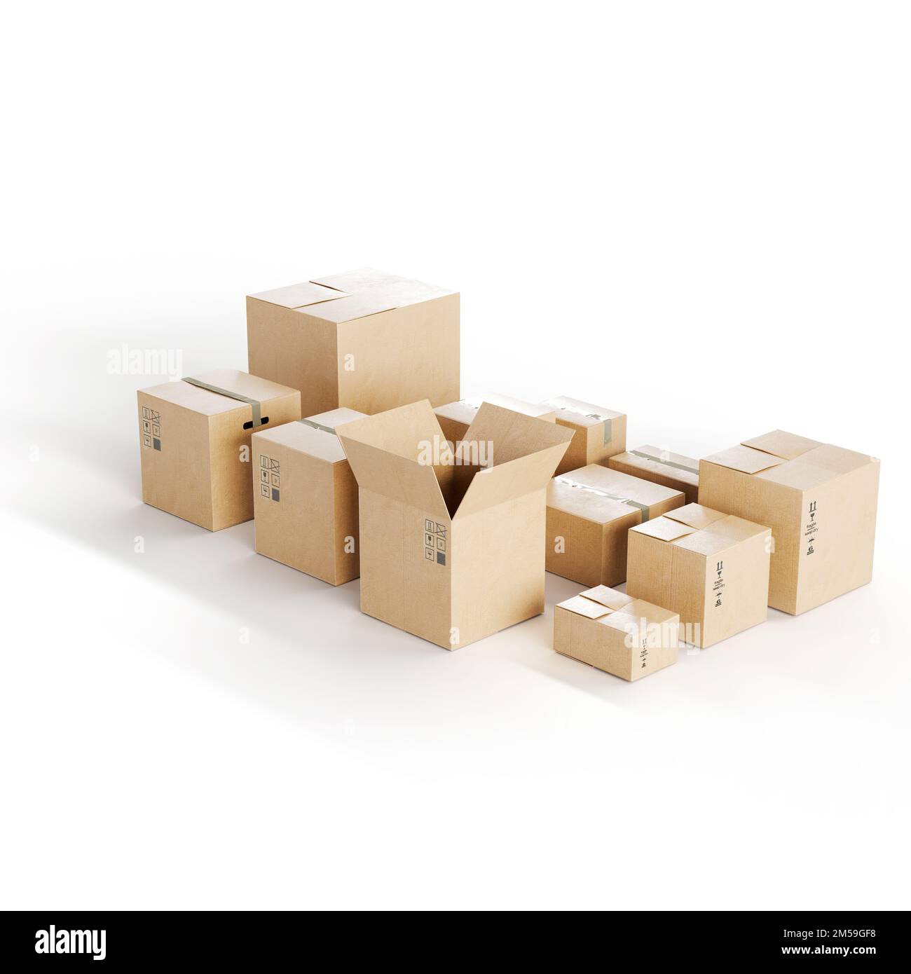 An illustration of brown carton boxes isolated on white background ...