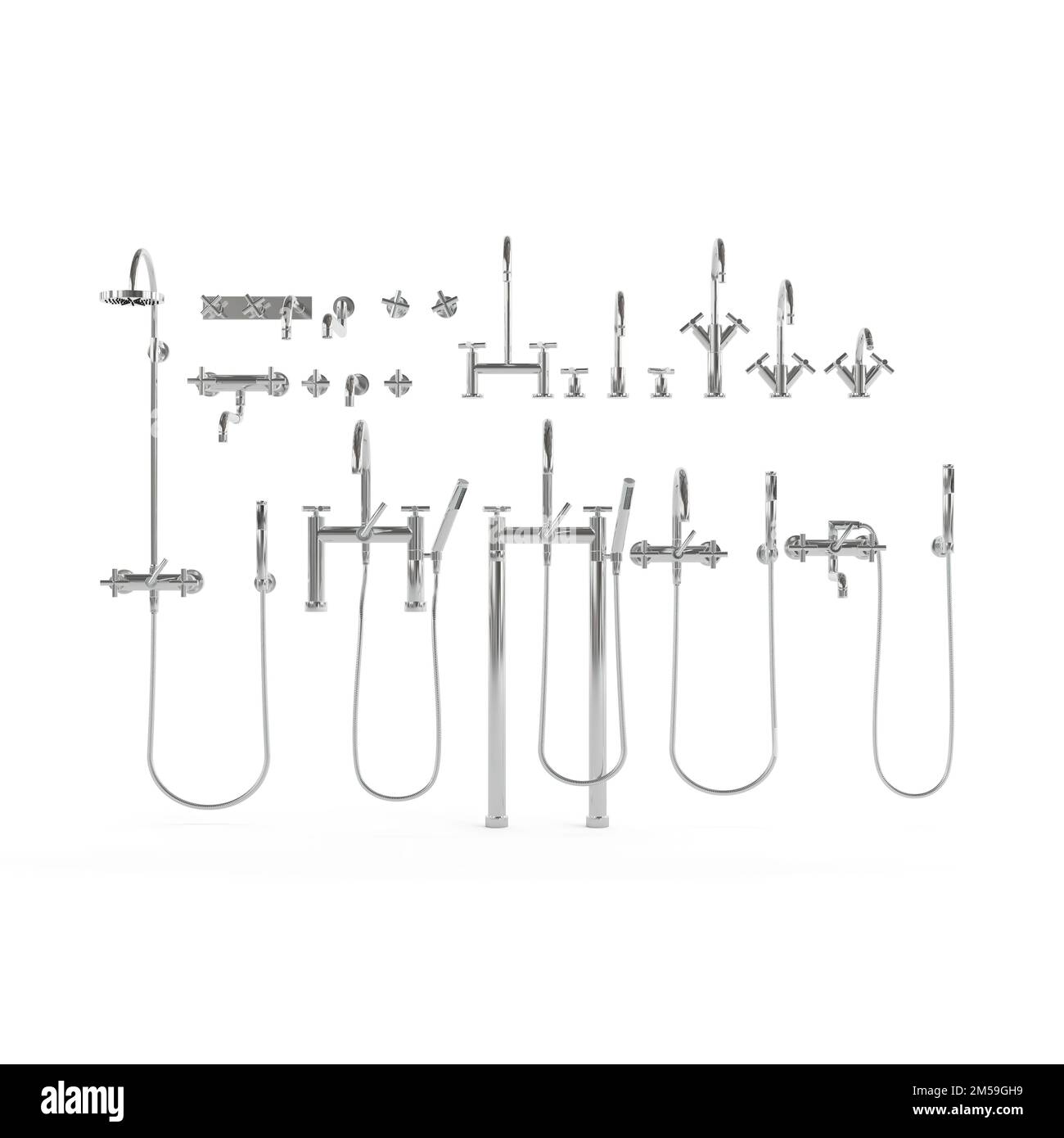 An illustration of faucet and shower isolated on white background Stock ...