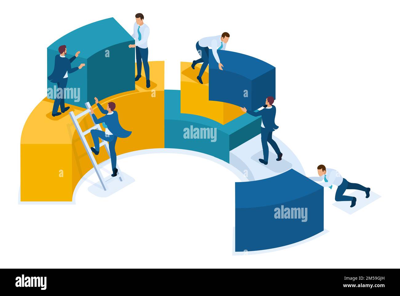 Isometric data analysis, data collection for analytics, employees work ...