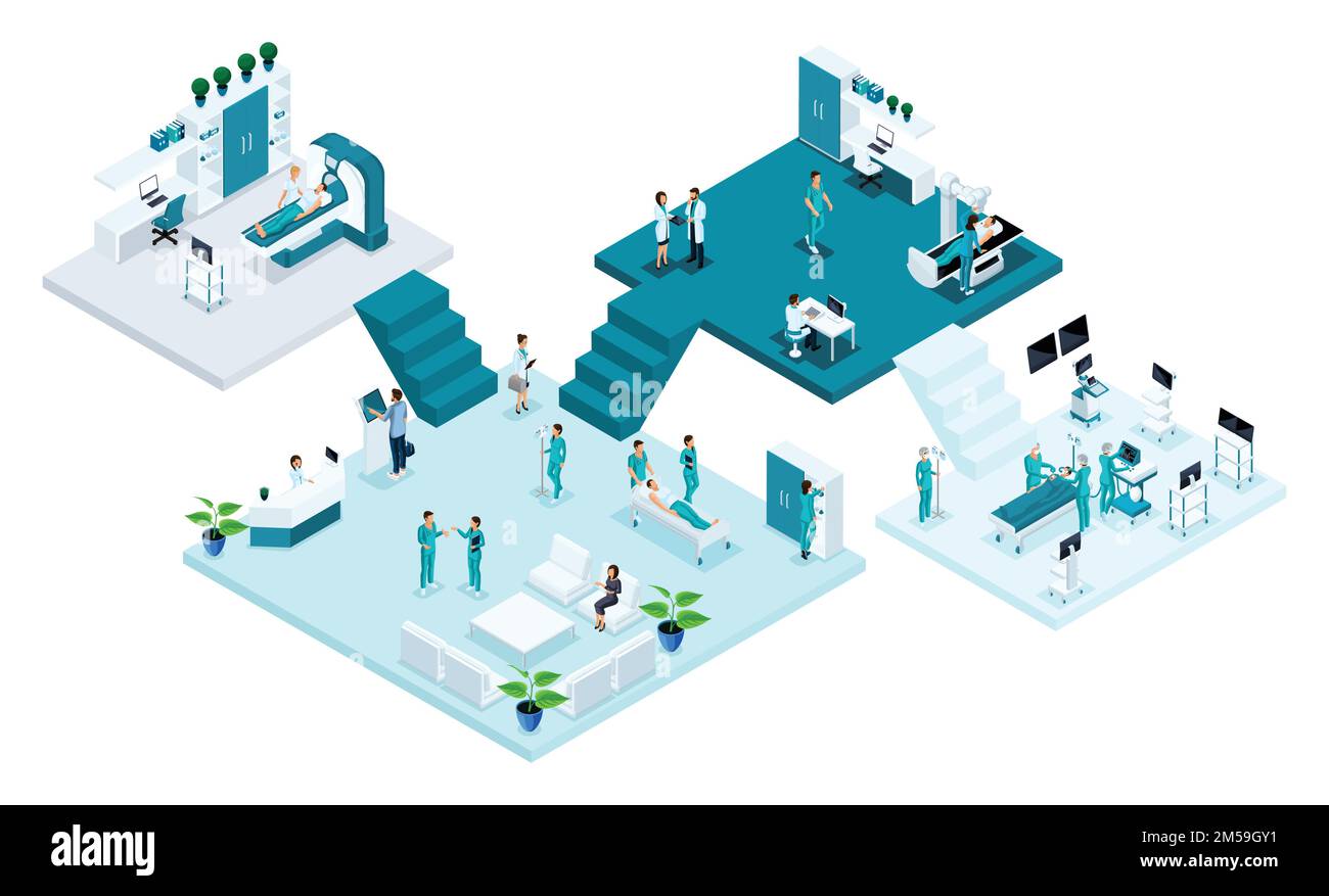 Isometric room of the hospital, Healthcare and innovative technology ...