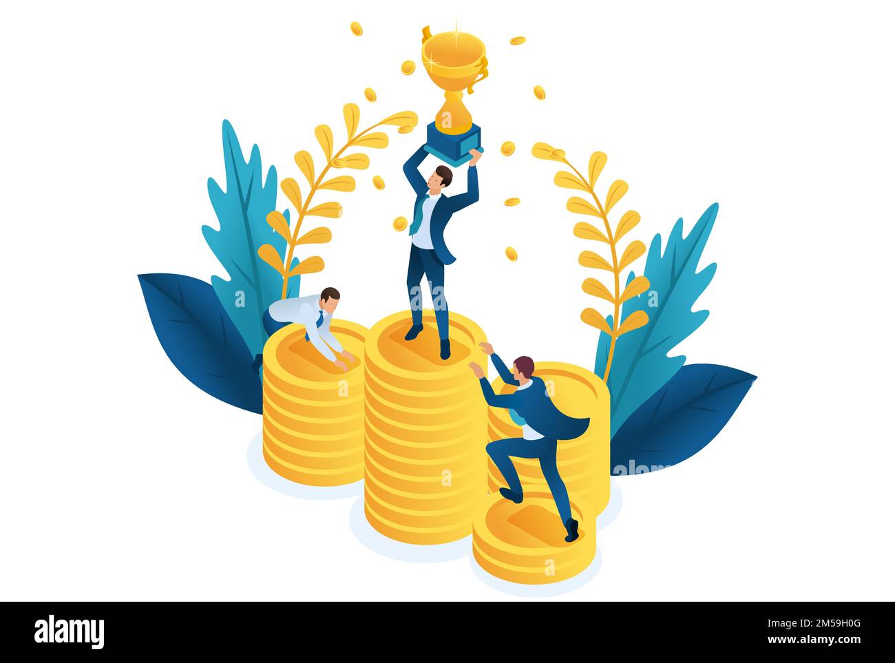 Isometric the winner with the prize, competitors are scrambling to take ...