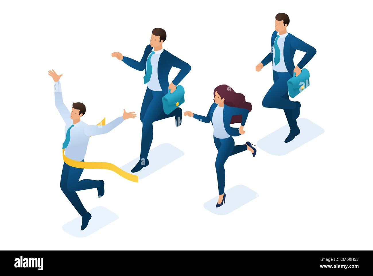 Isometric Successful leader, leading the race, winning at any cost ...