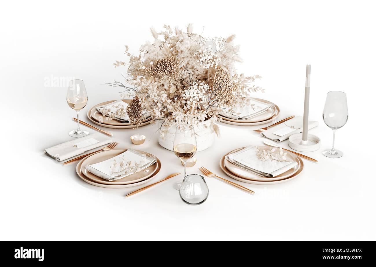 An illustration of a fancy table set up isolated on white background ...