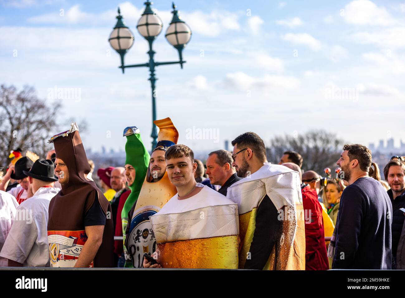 Fans in fancy dress arriving for day ten of the Cazoo World Darts ...