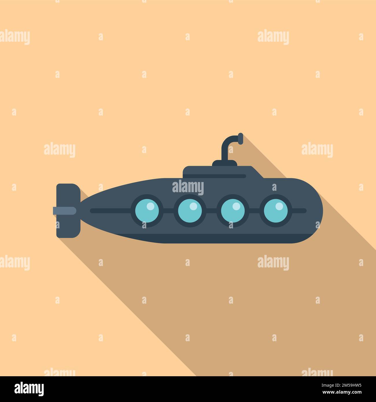 Childish submarine icon flat vector. Underwater ship. Cute bathyscaphe ...