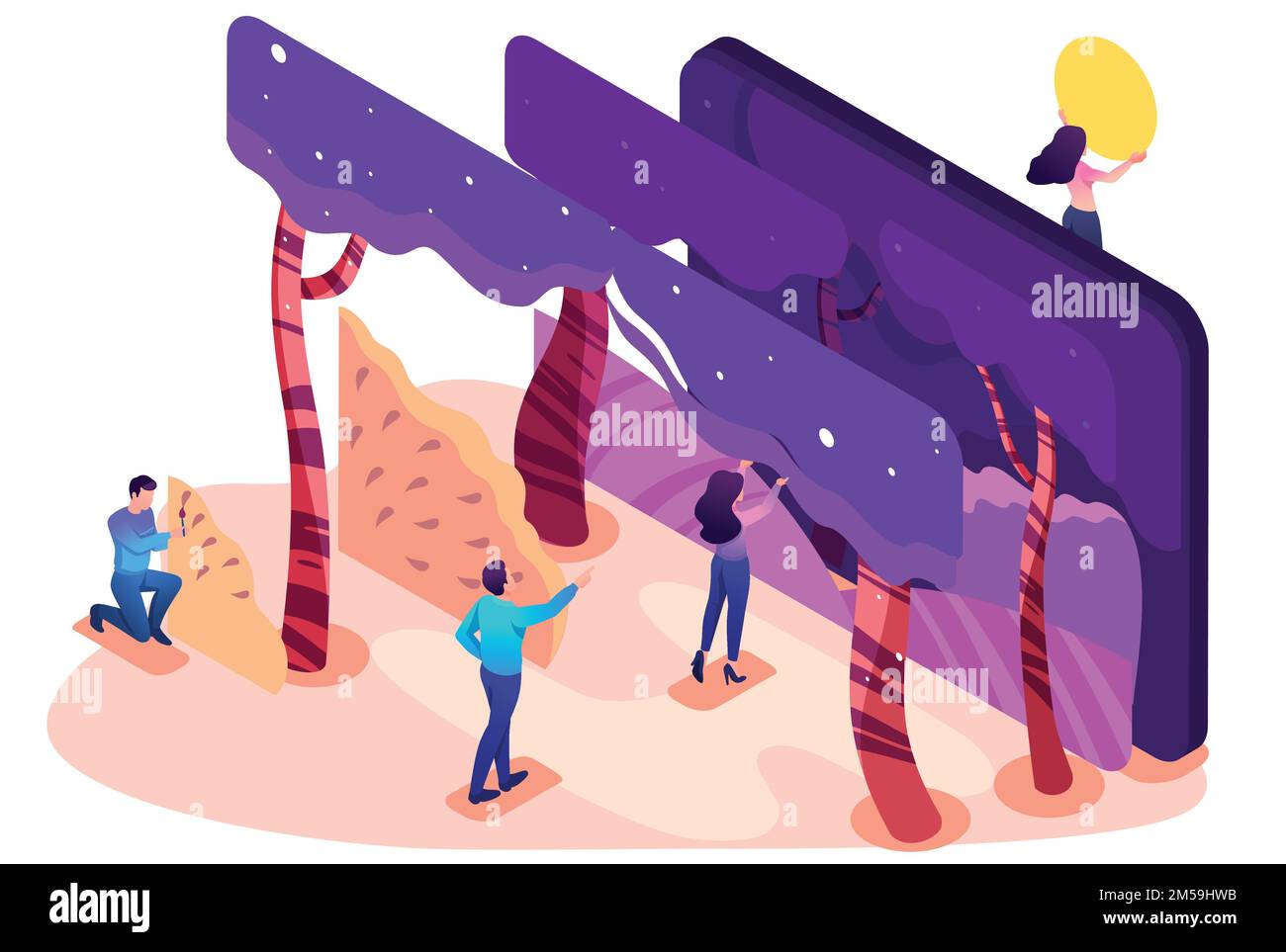 Isometric bright concept of a modern program for creating 3D illustrations. Concept for web ...