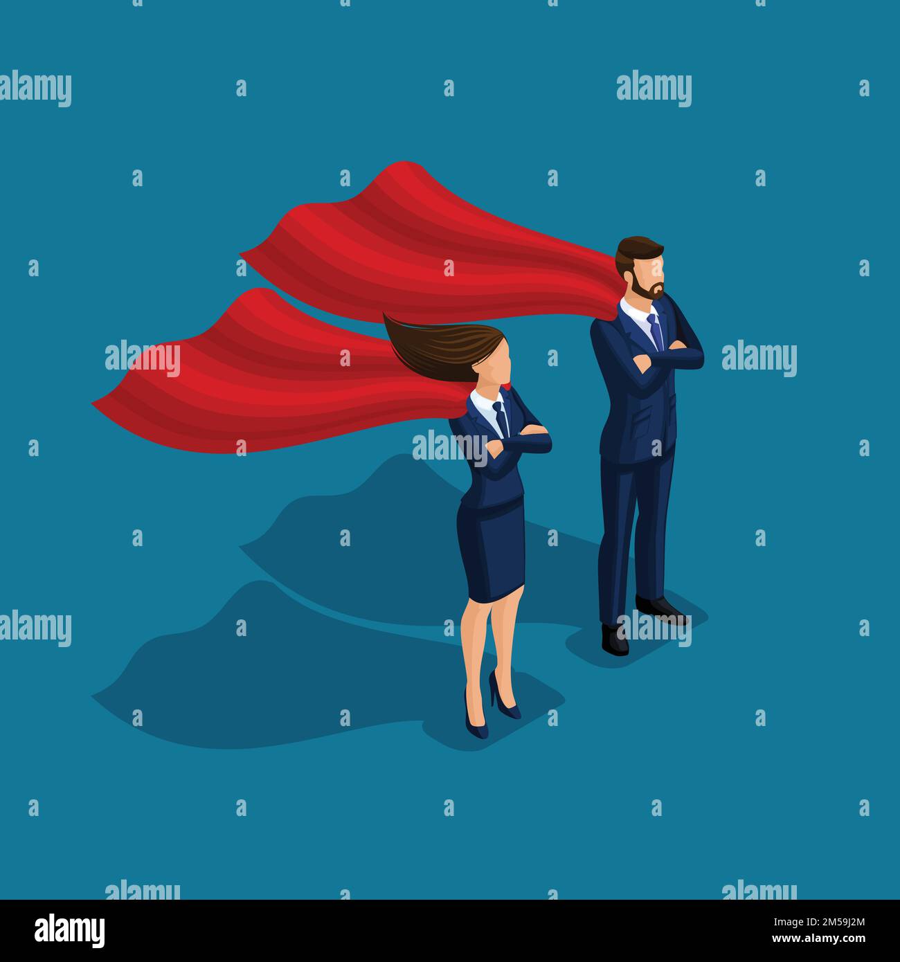 Isometric people person, 3d Superman business, Business under ...