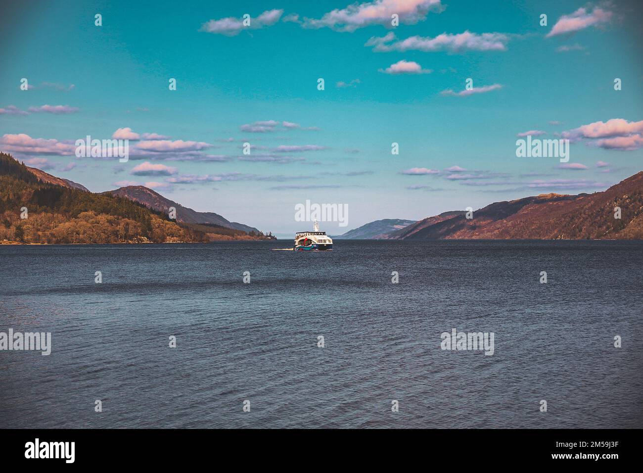 The loch ness Scotland ferry boat in the river Stock Photo - Alamy