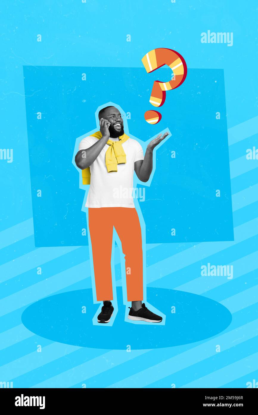 Vertical collage image of black white gamma positive guy chatting ...