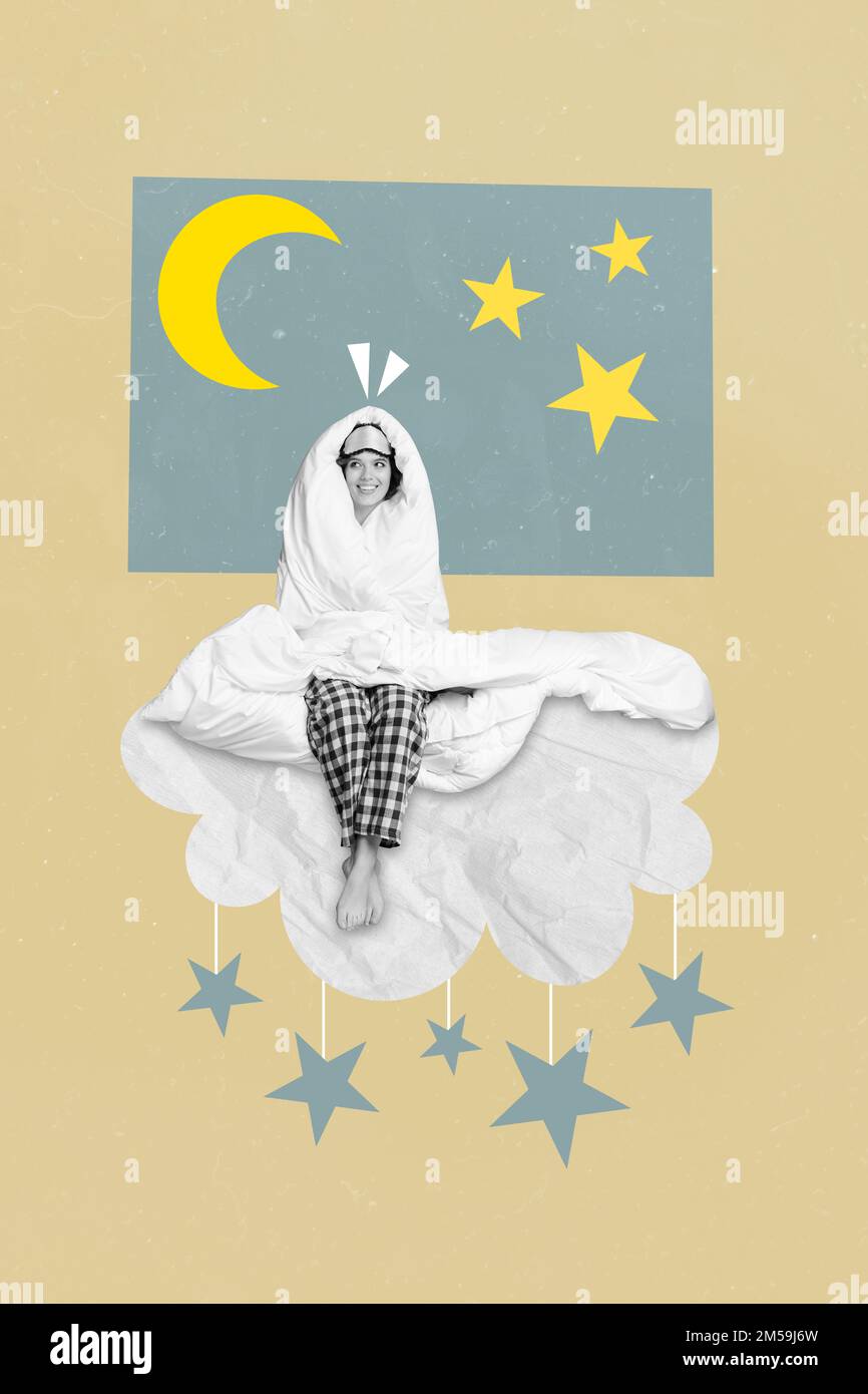 Creative photo 3d collage artwork poster postcard of pretty lady ...