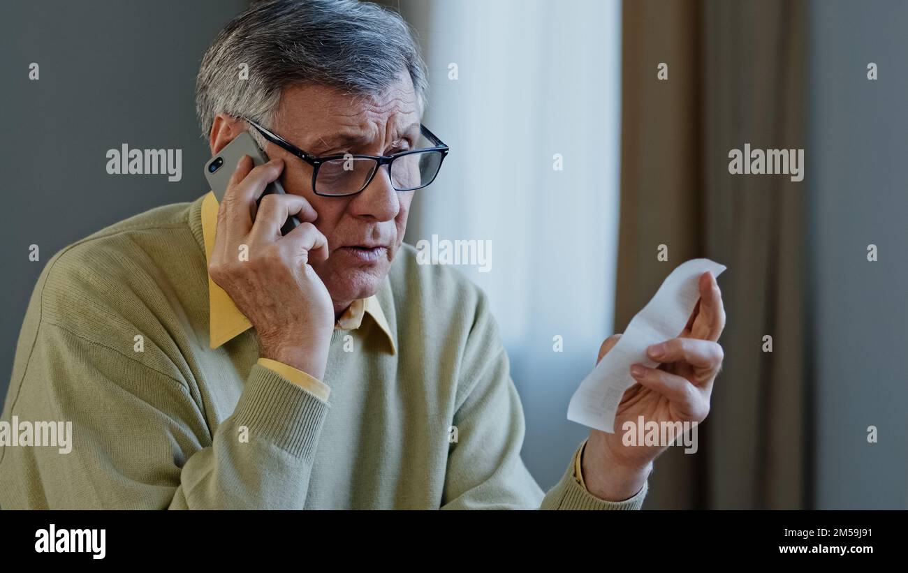 Old Caucasian elderly senior mature man grandfather male householder ...