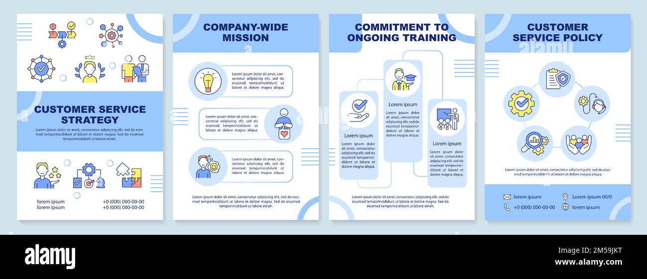 Customer service strategy blue brochure template Stock Vector Image ...