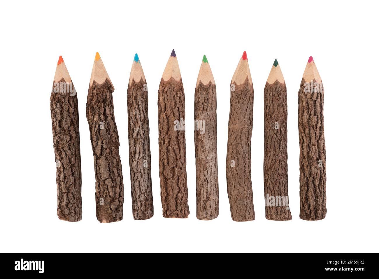 Wooden crayons isolated on white background with clipping path Stock ...