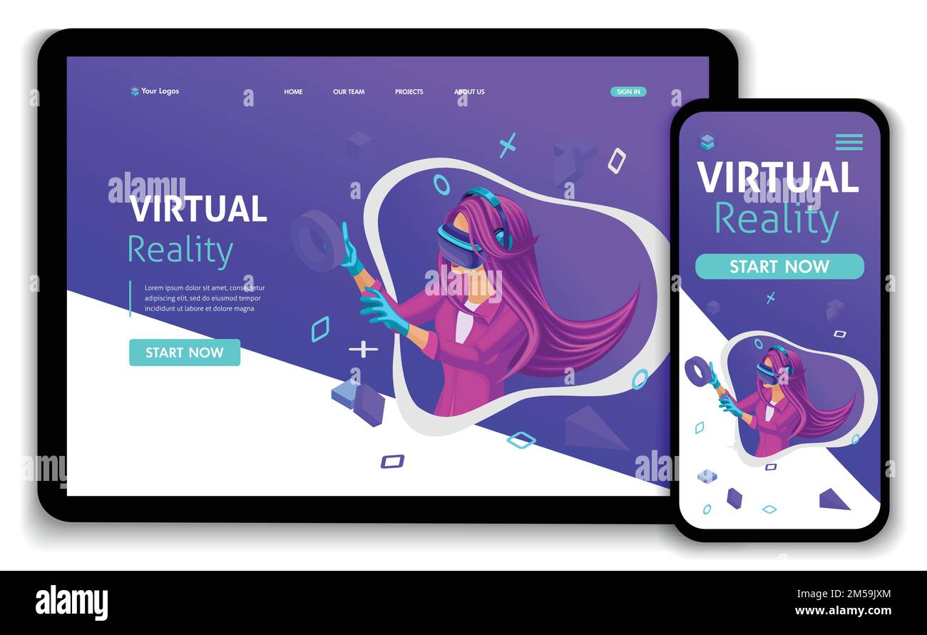 Template Website Isometric Landing page concept VR virtual reality ... Template Website Isometric Landing page concept VR virtual reality ...