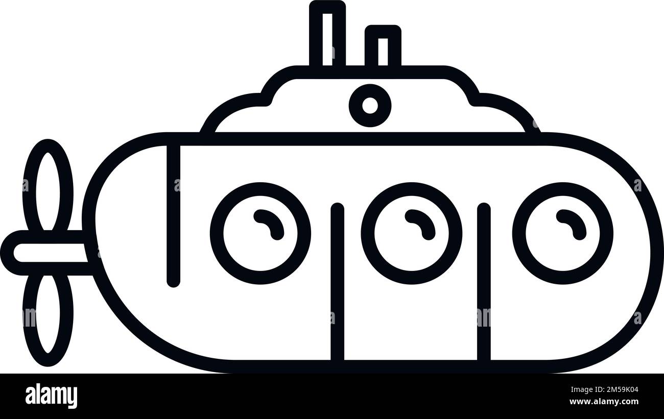 Navy submarine icon outline vector. Underwater ship. Old transport ...