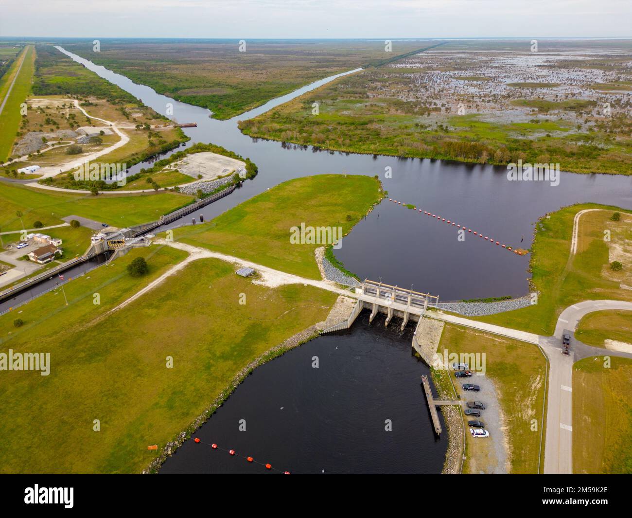Aerial photo Moore Haven Lock and Dam Florida USA Stock Photo - Alamy