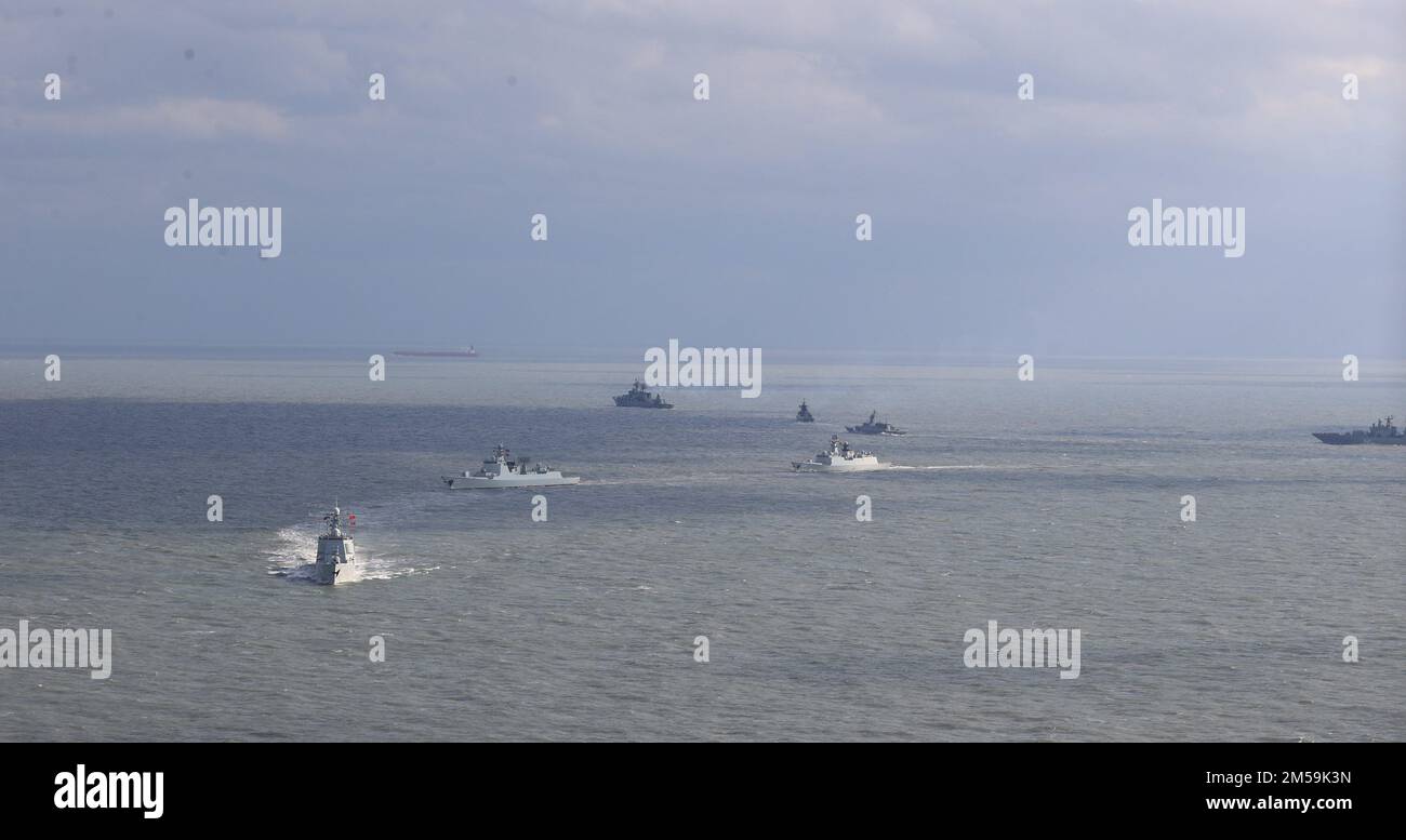 Aboard Destroyer Jinan, Joint Sea 2022. 27th Dec, 2022. Warships from ...