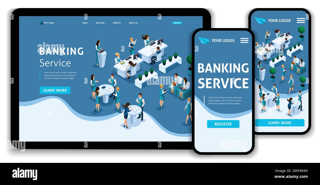 Website Template Landing page Isometric concept banking service ...