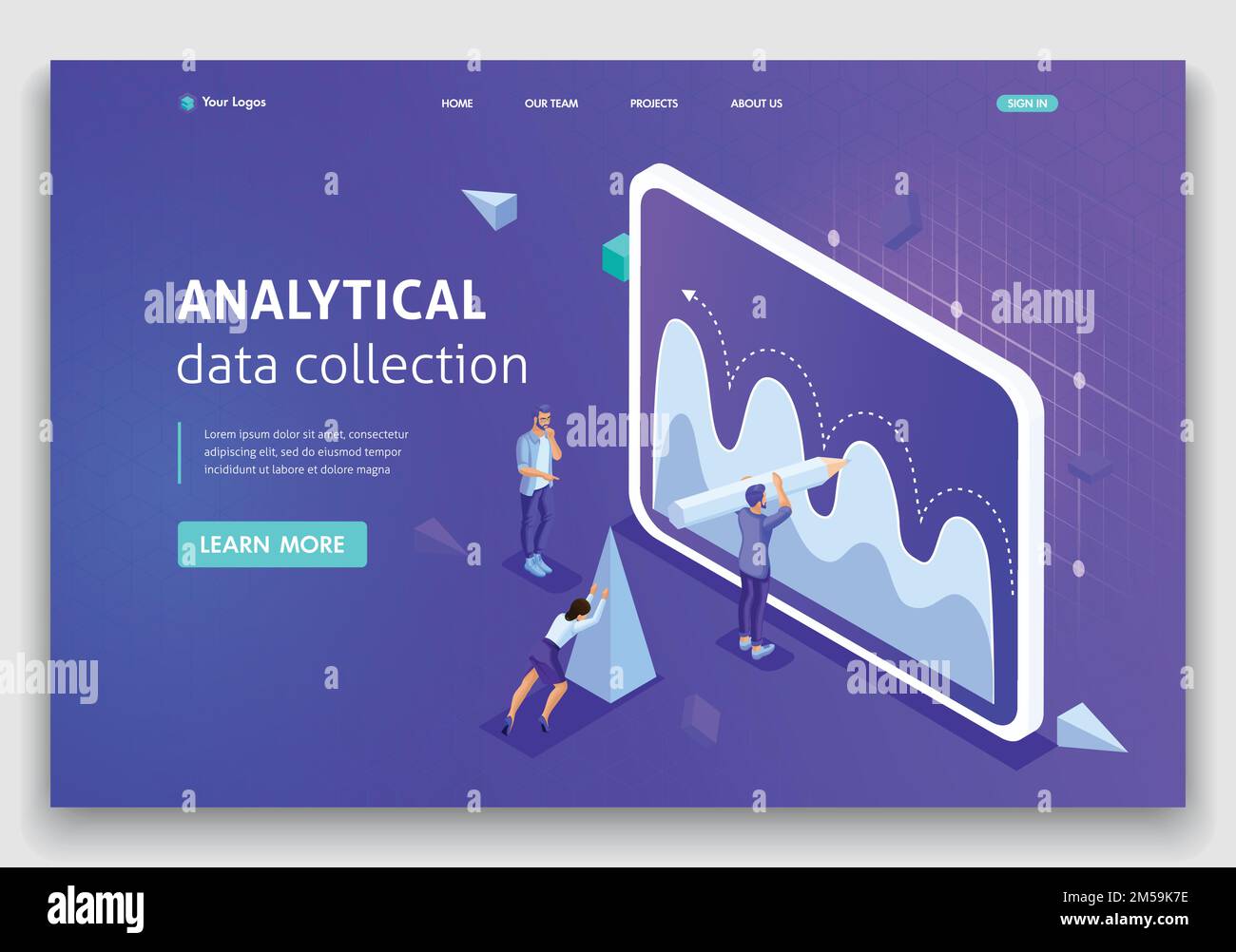 Website Template Landing page Isometric concept analytical data ...
